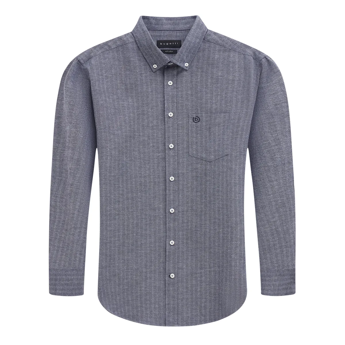 Bugatti LS Soft Cotton Shirt Navy - Ejmenswear Store